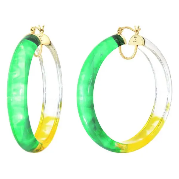 GOLD & HONEY Tie-dye Hoop Earrings - Green/yellow