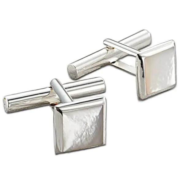 POSH TOTTY DESIGNS Square Mother-of-pearl And Cufflinks - Silver