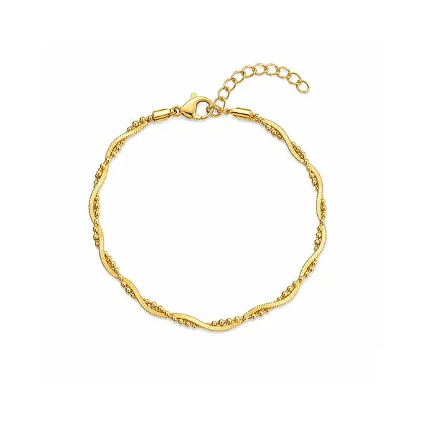 SPERO LONDON Bead Chain Twisted Sterling Silver Bracelet - Gold