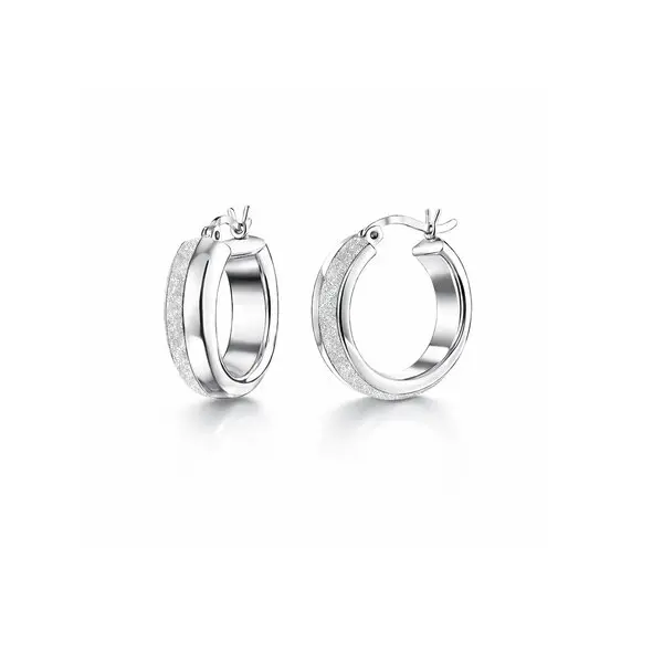 GOLD & HONEY Glitter Huggie Hoop Earrings - Silver