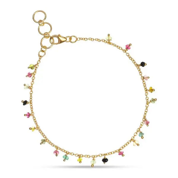 AMADEUS Allegra Watermelon Tourmaline Gemstone Bracelet - Gray/yellow