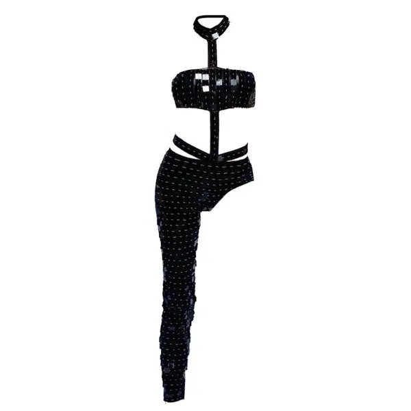 HARMONIA NY Kinesthetic Mirrored Catsuit Dani Watanabe - Black
