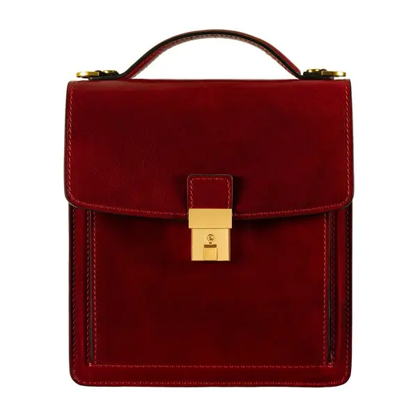TIME RESISTANCE Small Leather Briefcase - Red