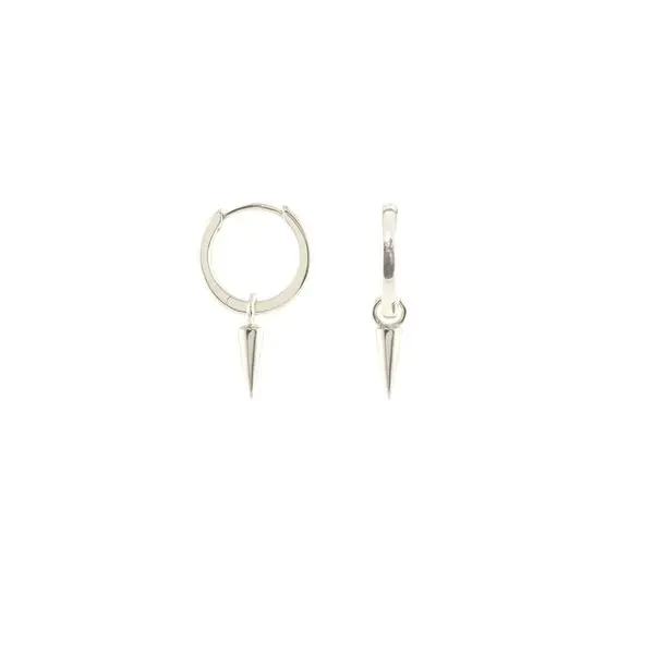 Kris Nations Spike Charm Huggie Hoop Earrings - Silver