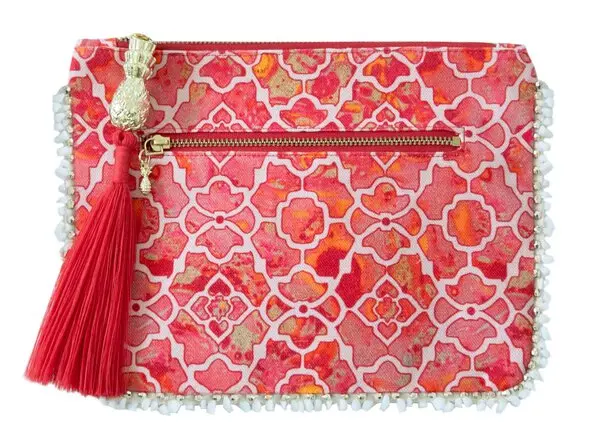 SOPHIA ALEXIA Marble Mosaic Embellished Clutch - Red