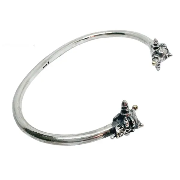 TG-JEWELLERY BY TAMARA GERVASIO Punk Skull Rigid Bangle - Silver/black/gold