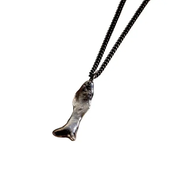 POSH TOTTY DESIGNS Oxidised Sterling Fortune Fish Pendant Necklace - Silver