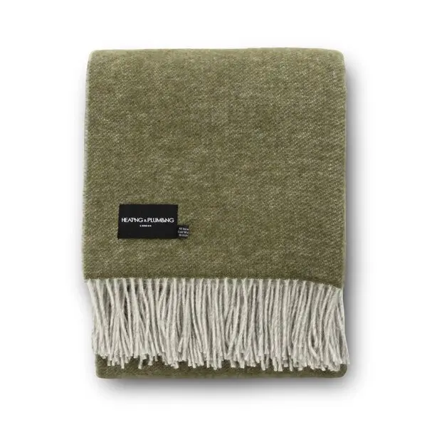 HEATING & PLUMBING LONDON Green / Grey The Loft Pure New Wool Throw Reversible Fern / Grey - Green/grey