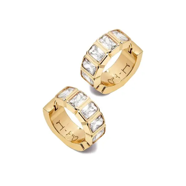 POTOSKA Kwarlo Mini Pave Hoop Earrings - Gold