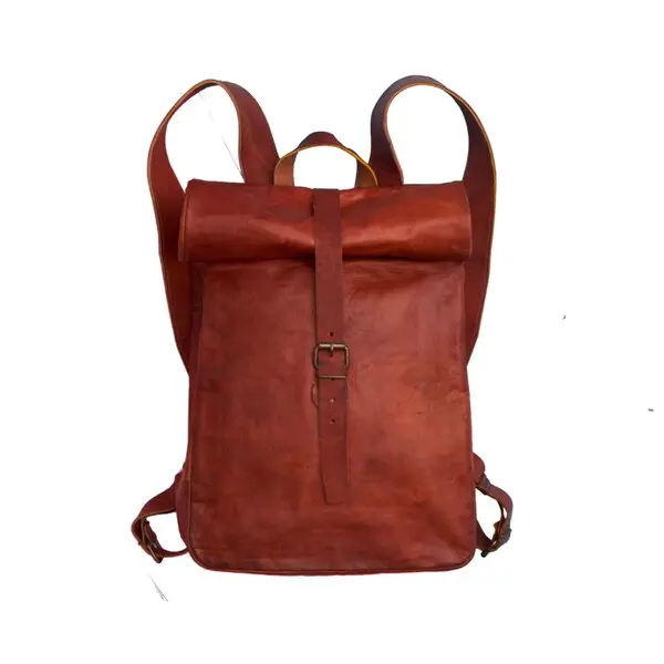 VIDA VIDA Vintage Leather Roll Top Backpack