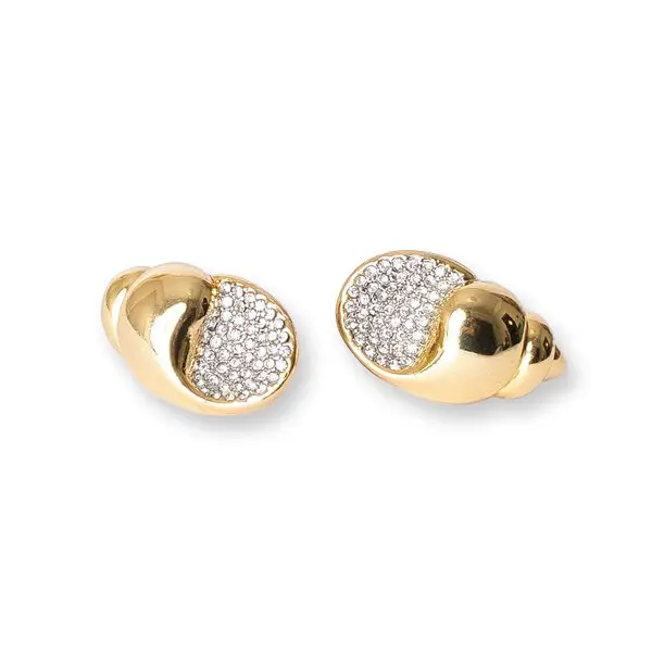 CLASSICHARMS Lexi Crystal Seashell Stud Earrings - Gold