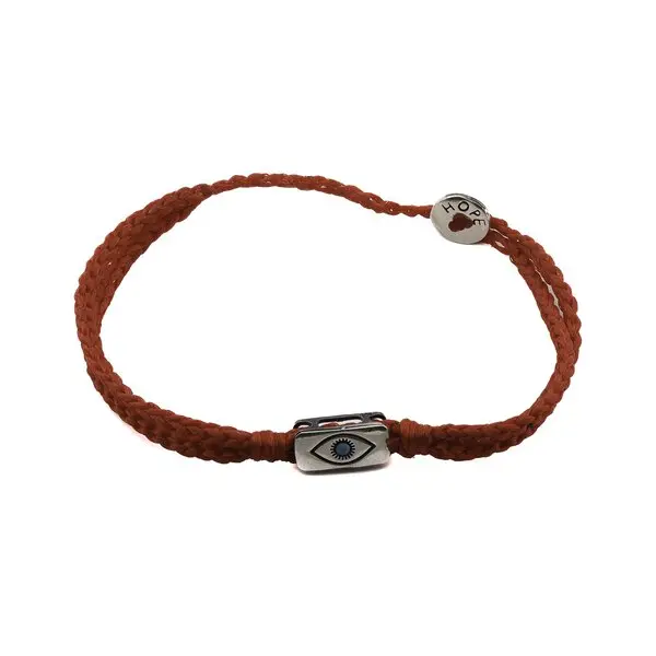 EBRU JEWELRY Sterling Silver Evil Eye Charm Rope Bracelet - Red/silver