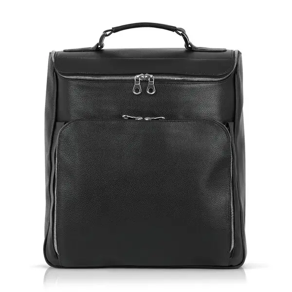 LUIS STEVEN Large Leather Laptop Backpack - Black