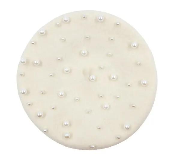 MISS CICCONI Wool Beret Hat With Pearl Embellishments - White