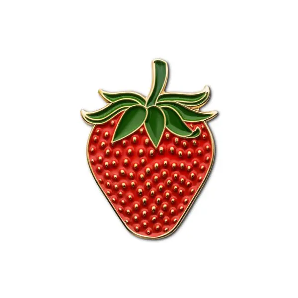 MAKE HEADS TURN Strawberry Enamel Pin - Red/green/gold