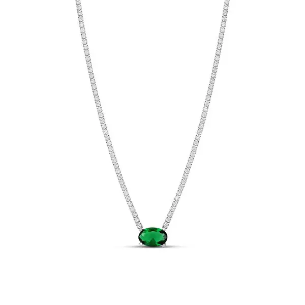 SHYMI Oval Tennis Necklace - Silver/green