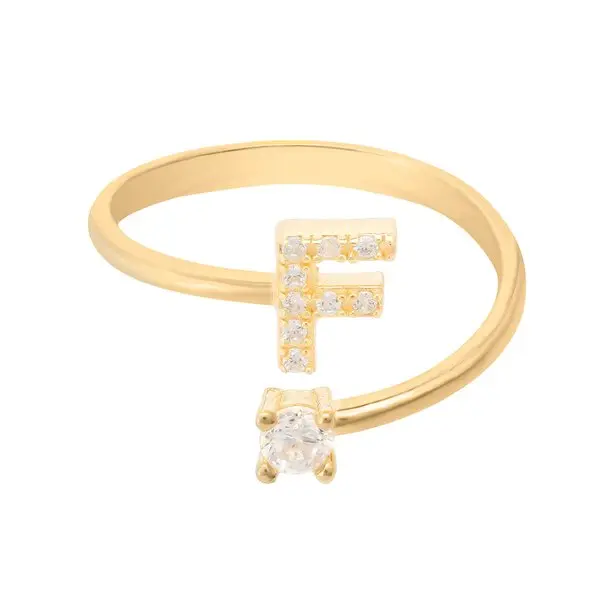LATELITA Initial 'f' Ring - White/gold