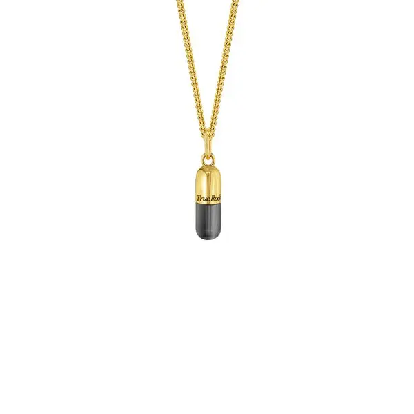TRUE ROCKS Mini Pill Pendant Necklace - Gold/grey