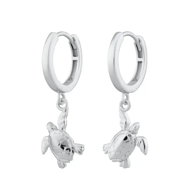 LILY CHARMED Sterling Turtle Charm Hoop Earrings - Silver