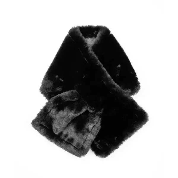 CIRCULAR PATH Faux Fur Vegan Scarf - Black