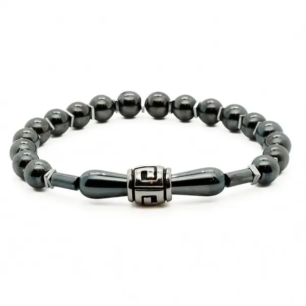 EBRU JEWELRY Healing Hematite Beaded Bracelet - Silver