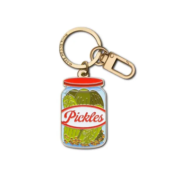 MAKE HEADS TURN Gold And Enamel Pickle Jar Keychain - Gold/green