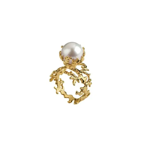 AUROZIA Pearl And Coral Ring - Gold