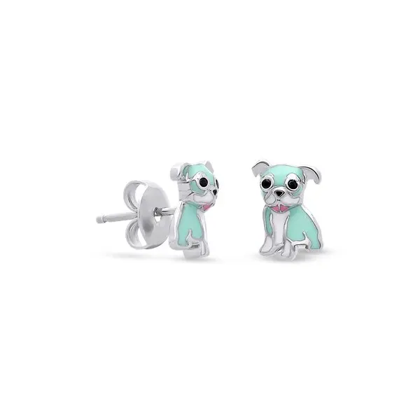 CLOUD HAVEN Bulldog Stud Earrings - Blue/silver