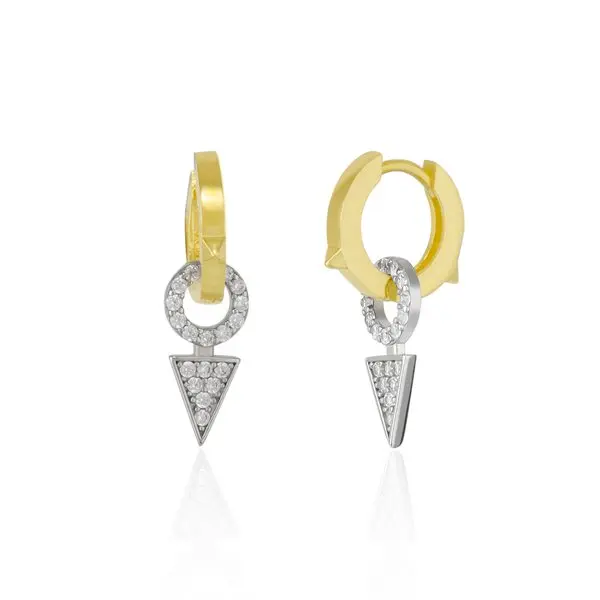 SPERO LONDON Gold And Silver Triangle Pave Hoop Earrings - Gold/silver