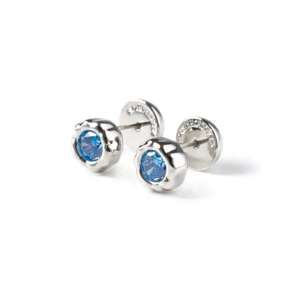 CLASSICHARMS Blue / Silver Skyler Silver Molten Sky Blue Stud Earrings - Blue/silver