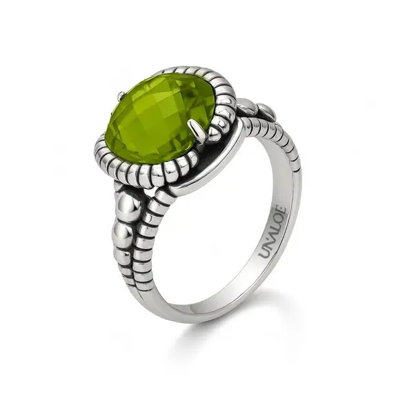 UNALOE Handcrafted Sterling Silver Ring With Zircon - Green