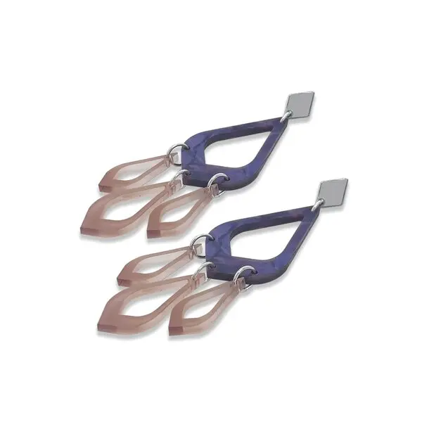 TOOLALLY Feather Drop Earrings - Purple