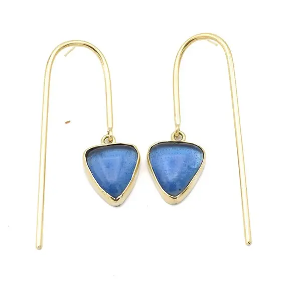 LALA SALAMA Glass Triangle Earrings - Blue