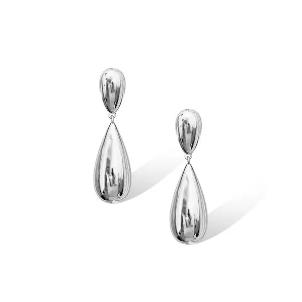 RETRO CHIC Rain Drop Earrings - Silver
