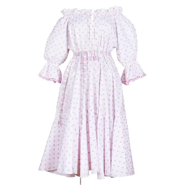LISA THE LABEL Pyjama Baby Doll Spot Cotton Dress - Pink