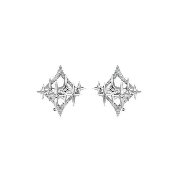 RETRO CHIC White Starry Earrings - Silver