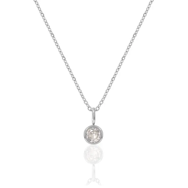 A WEATHERED PENNY Silver Birthstone Pendant Necklace - Silver/white