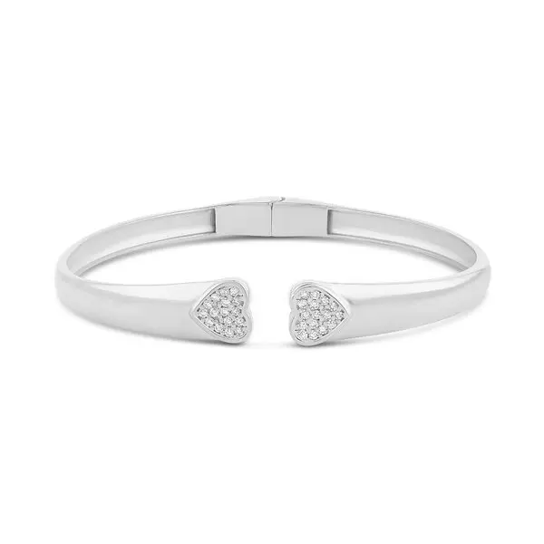 SHYMI Open Pave Heart Hinge Bangle - Silver