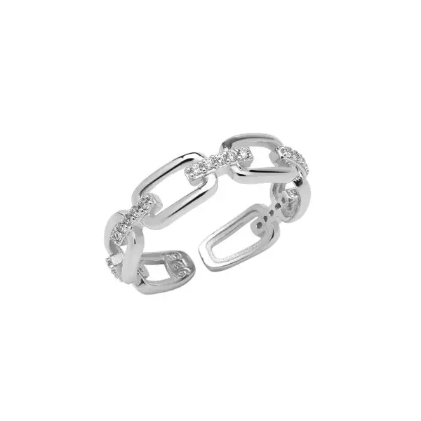 SPERO LONDON Sterling Pave Chain Ring - Silver