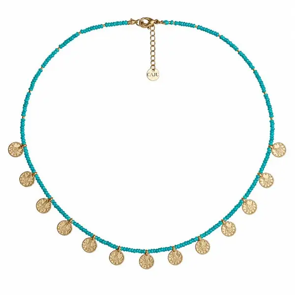 GAJÚ Raw Lapis Lazuli Beaded Necklace With Gold-plated Charms - Blue