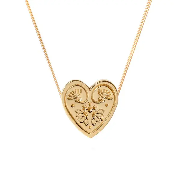 LEE RENEE Wildflower Heart Vermeil Pendant Necklace - Gold