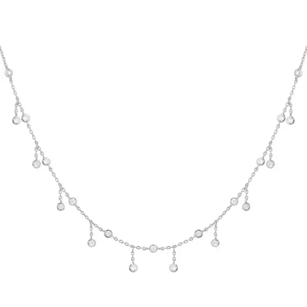 KAMARIA Rain Drop Choker Necklace With Crystals - Silver