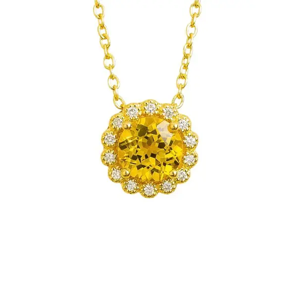 JUVETTI  Solen Yellow Sapphire And Diamond Pendant Necklace In 18k Gold Vermeil - White/gold/yellow