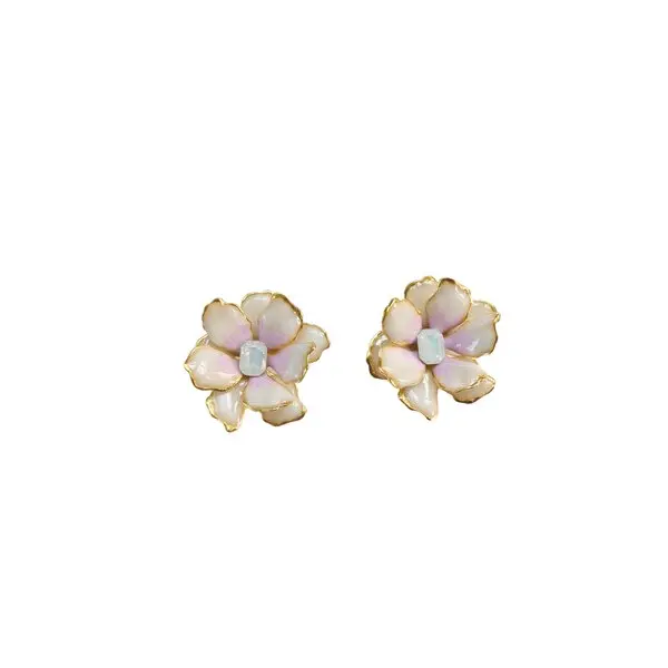 THE PINK REEF Small Bone & Lavender Jewel Box Earrings - White