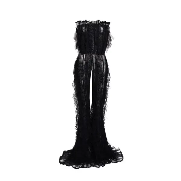 SARAH REGENSBURGER Fringe Jumpsuit - Black