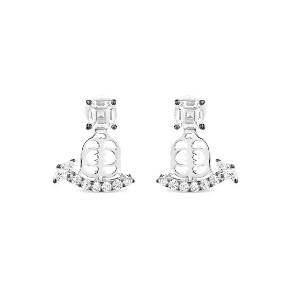 SALLY SKOUFIS Revival Ear Jacket With White Cubic Zirconia In Sterling Silver And Black Rhodium - White/black/silver