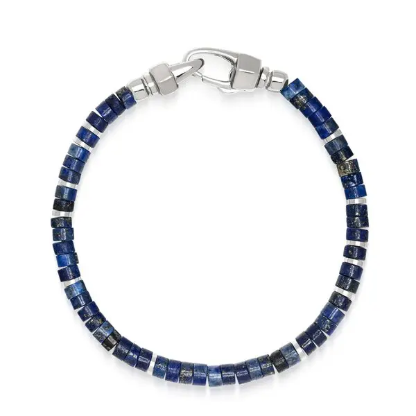 NIALAYA JEWELRY Blue Lapis Heishi Bracelet - Blue/silver