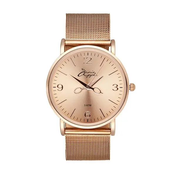 BERMUDA WATCH COMPANY Annie Apple Alore Mesh Watch With Scissor Hands - Rose Gold