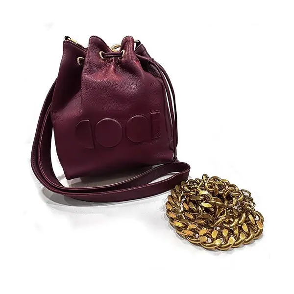 COOL CREATIVE Leather Bucket Bag With Metal Chain