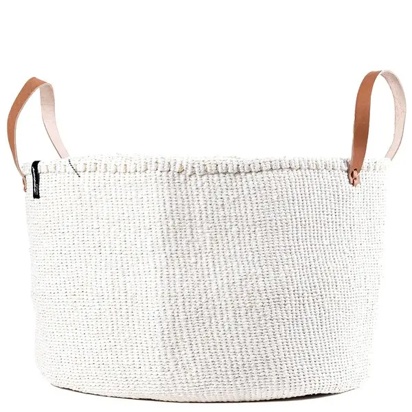 MIFUKO White / Brown Kiondo Floor Basket White With Handles Xxl - White/brown